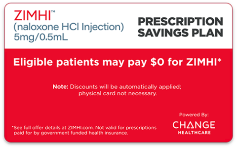 Prescription Savings for ZIMHI for Opioid Overdose Rescue